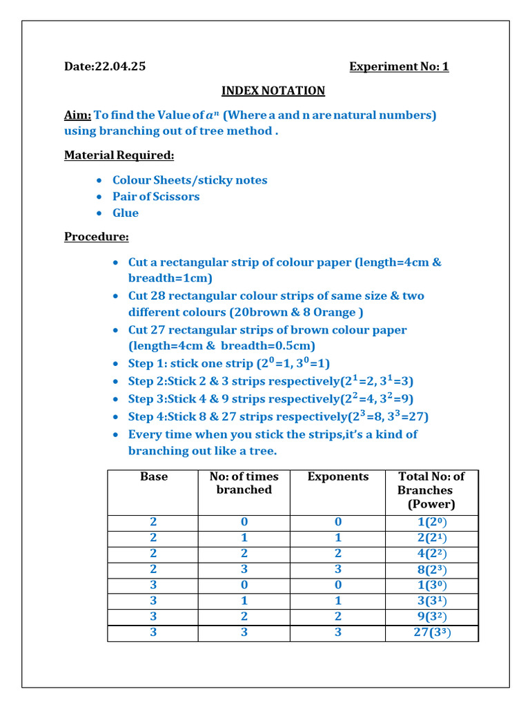 5696 Grade 8 - Record - 1. Index Notation-1 | PDF