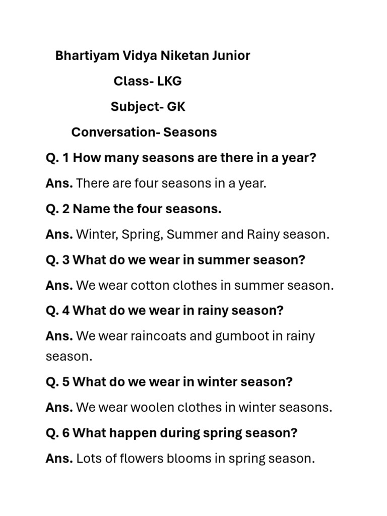 GK Conversation Seasons | PDF