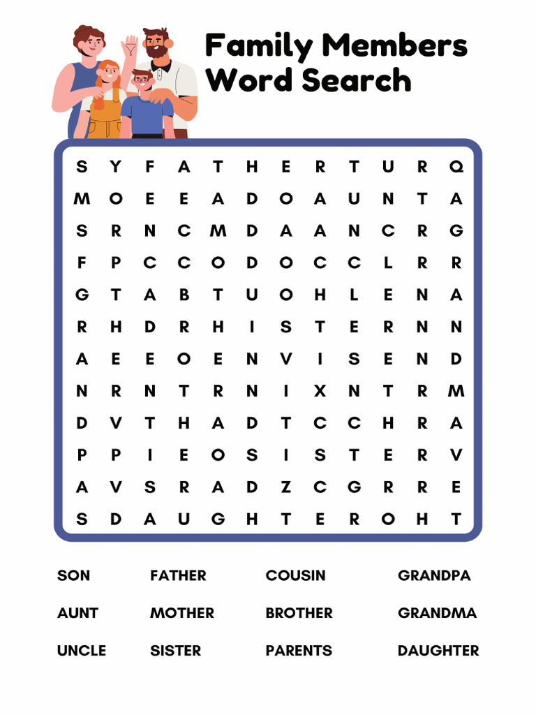 Family Members Word Search Worksheet | PDF