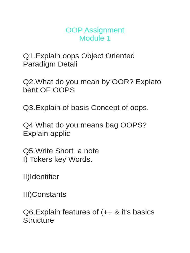 OOP and IPR Assignment Questions | PDF
