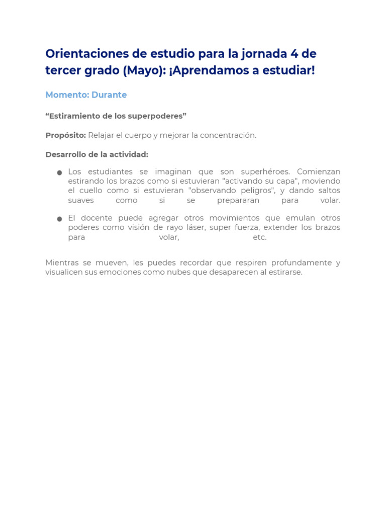 26 Mayo FRANJA 2 Estiramiento de Los Superpoderes | PDF