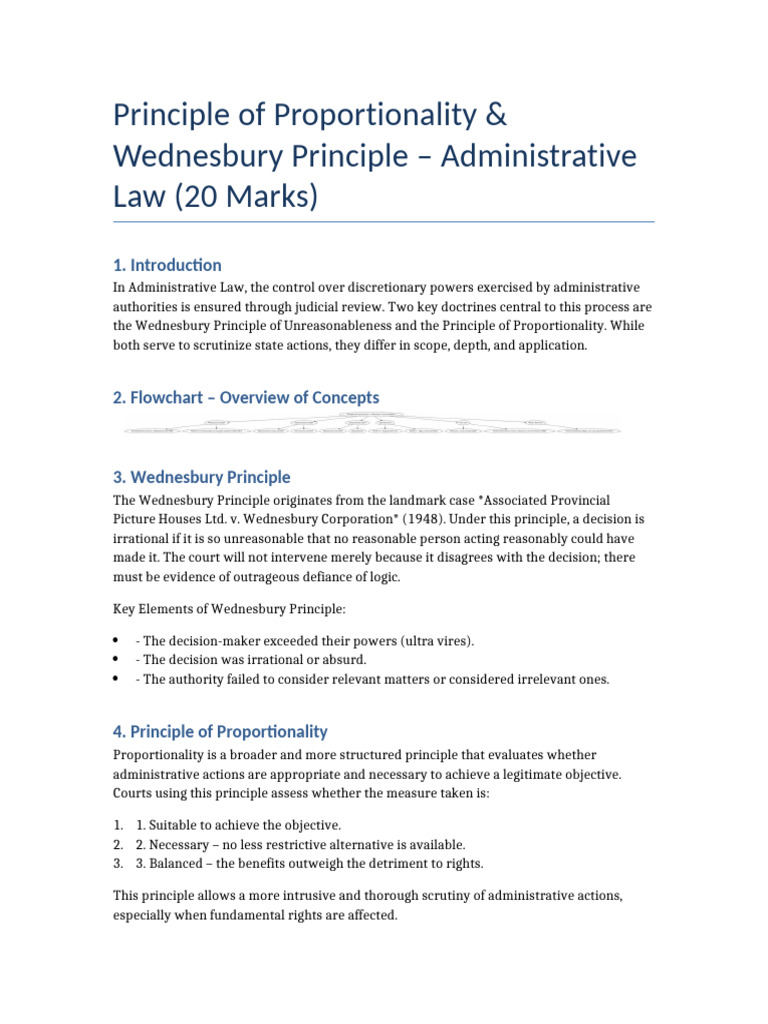 Proportionality vs. Wednesbury in Law | PDF | Political Law | Public Law