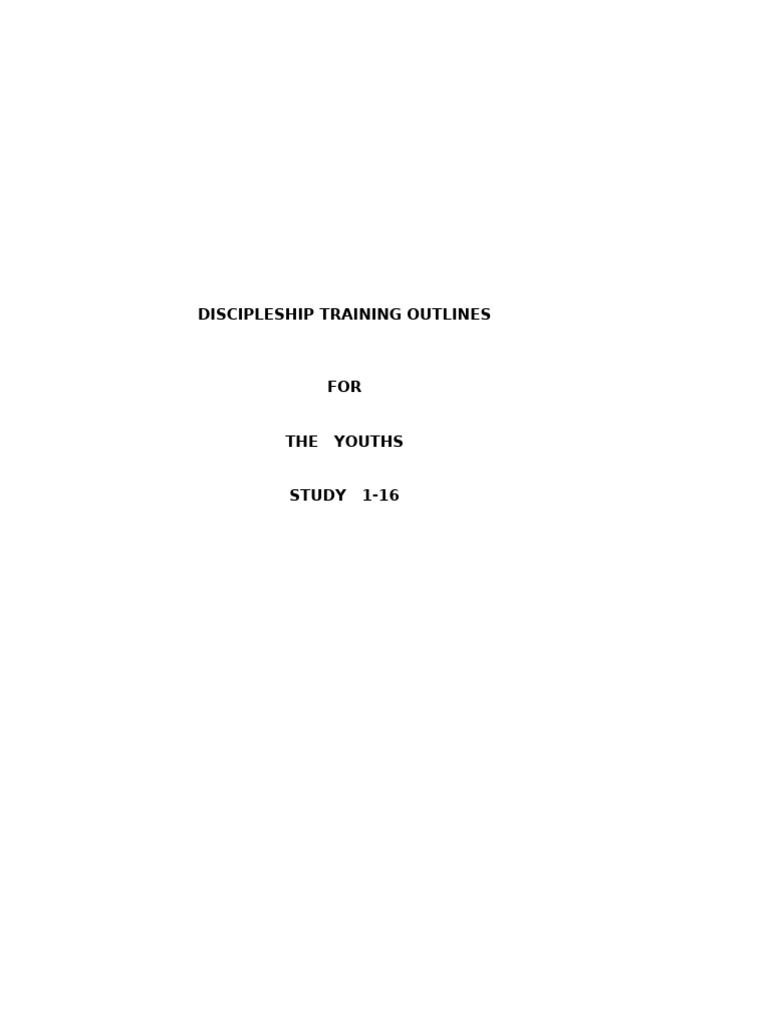 Youth Discipleship Training Outline | PDF | Disciple (Christianity ...