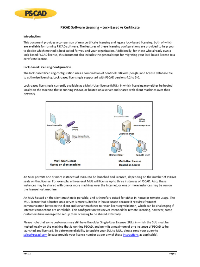 PSCAD Licensing: Certificate vs Lock-Based | PDF | Server (Computing ...
