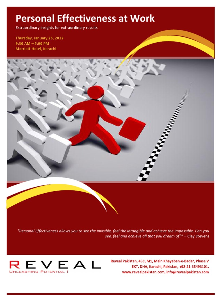 Personal Effectiveness at Work: Thursday, January 26, 2012 9:30 AM - 5: ...