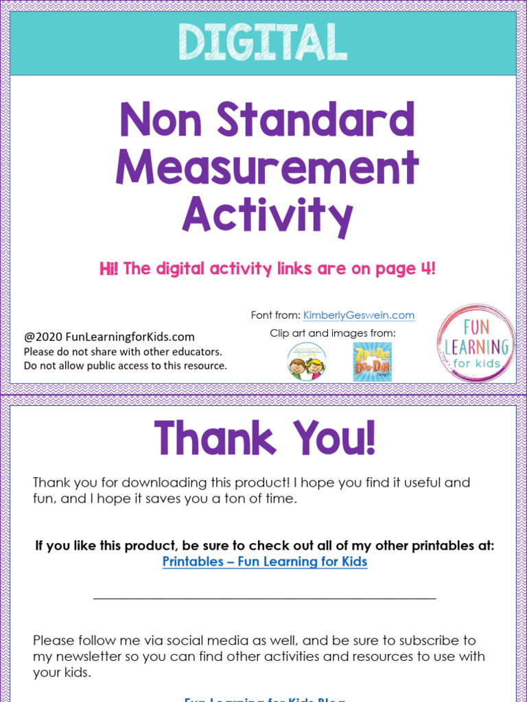 Non-Standard Measurement Activity | PDF | Software | World Wide Web