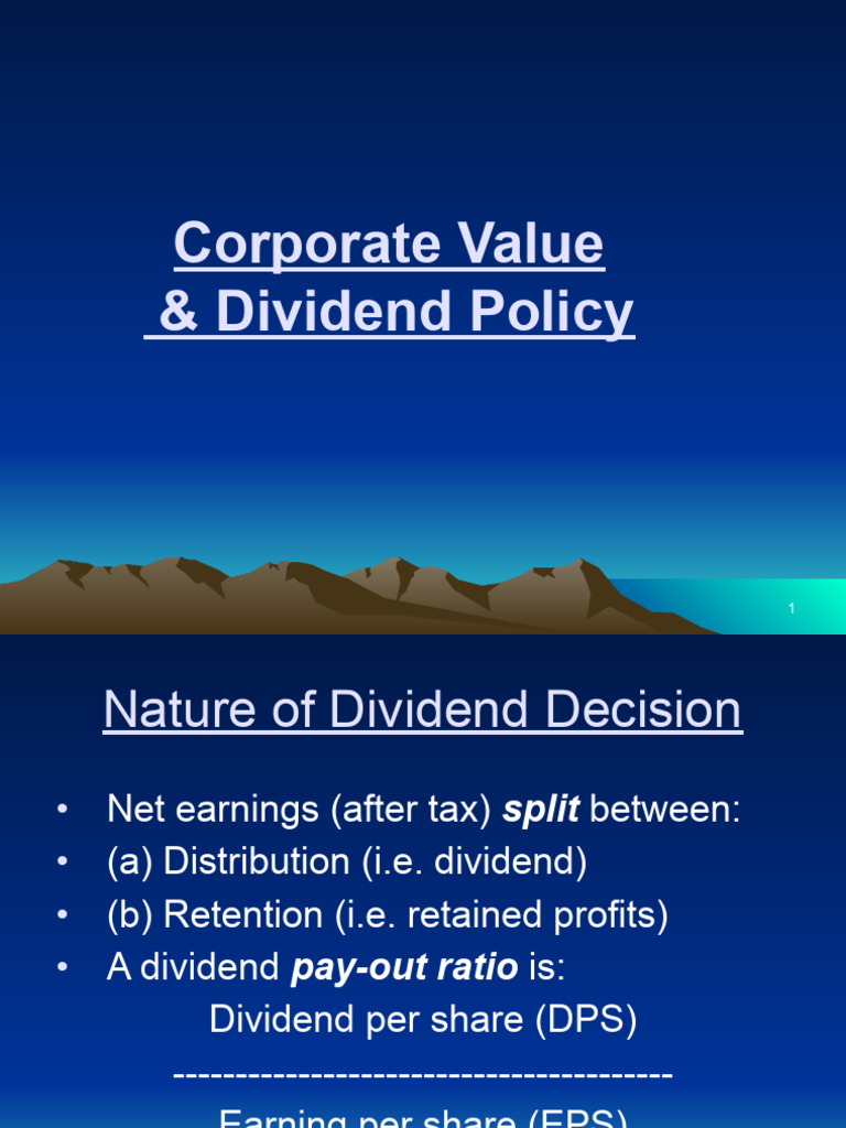 Corporate Value Dividend Policy | PDF | Dividend | Investing