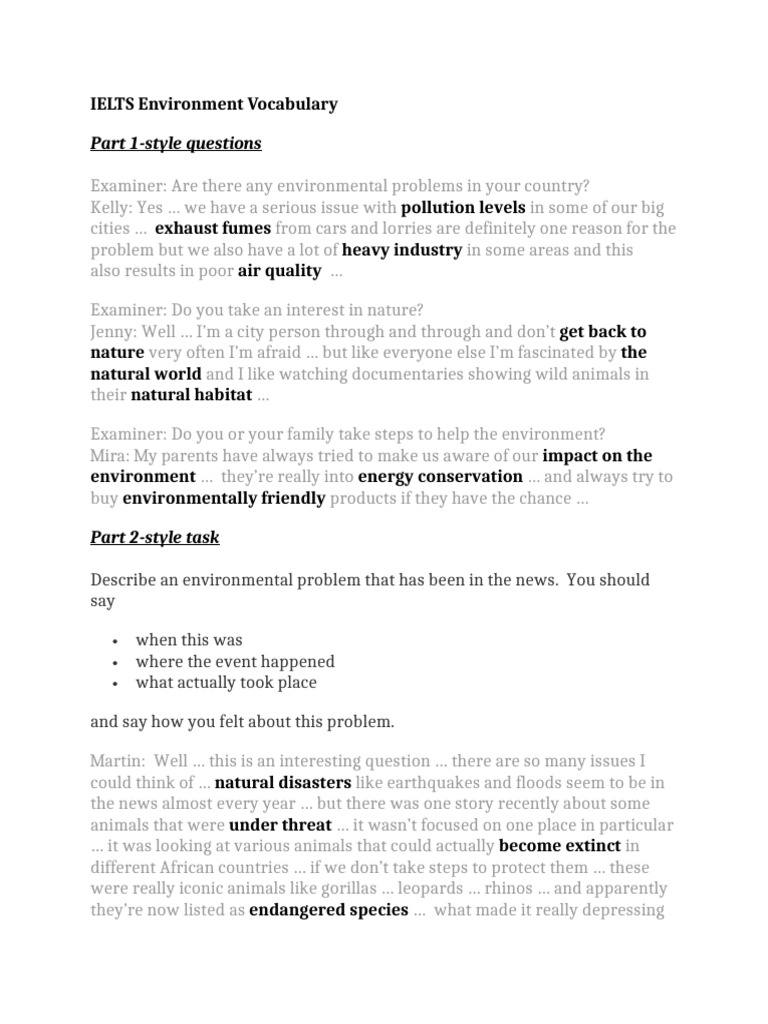 IELTS Environment Vocabulary | PDF | Nature | Climate Change