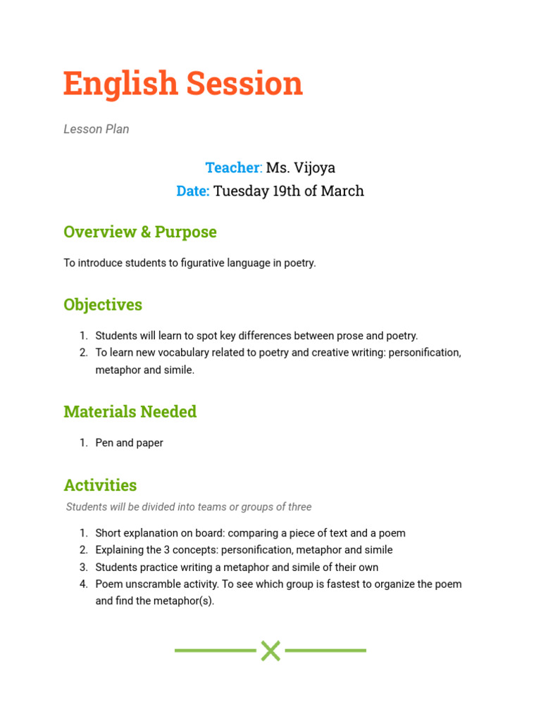 Lesson Plan Figurative Language | PDF