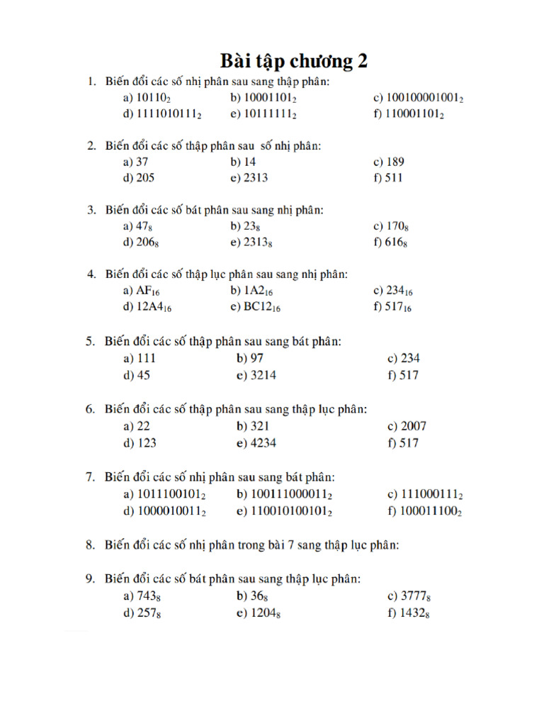 Nhap Mon Mach So Phan Dinh Duy Bai Tap Chuong 2 (Cuuduongthancong - Com) | PDF