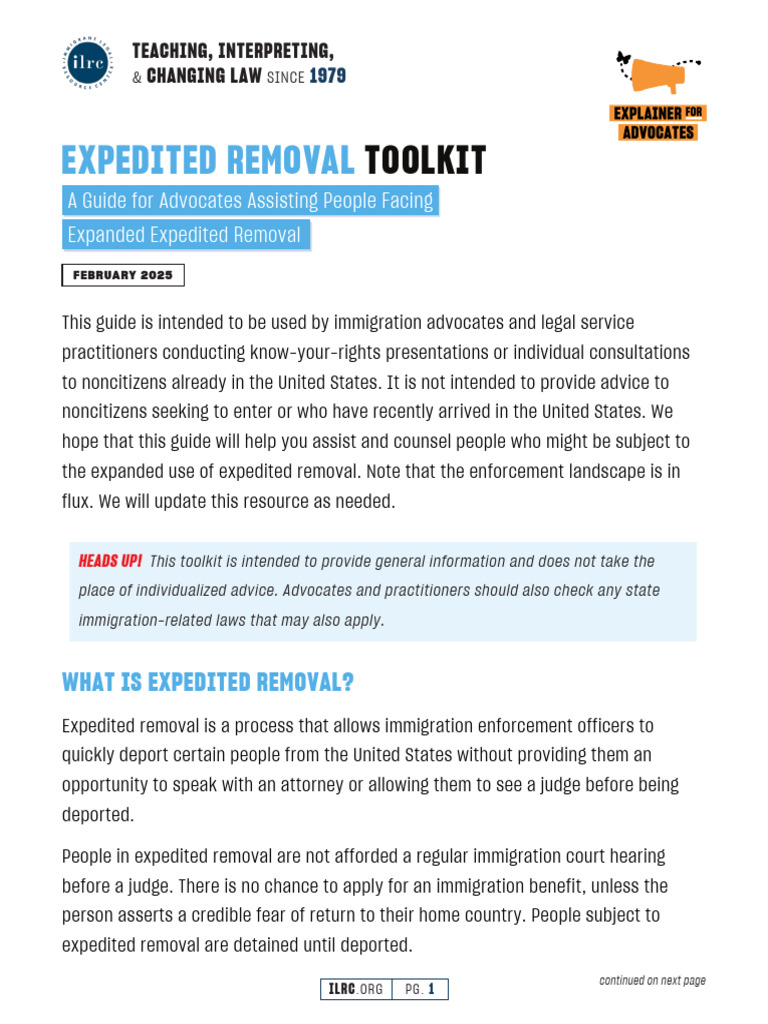 Toolkit To Assist People Facing Expanded Expedited Removal - 1 | PDF ...