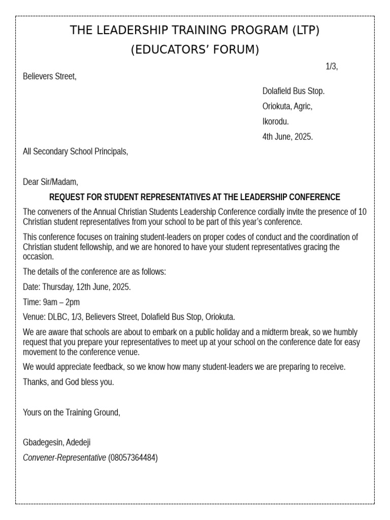 Student Leaders Conference Invitation | PDF