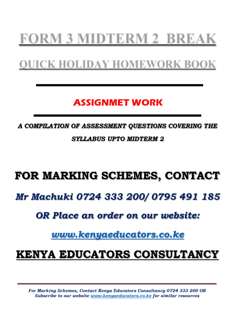 Form 3 Midterm 2 Holiday Assignment | PDF | Kidney | Beehive