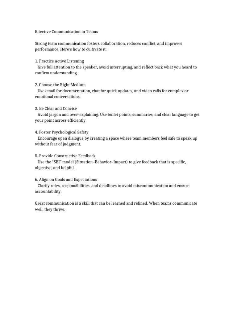 Effective Communication in Teams | PDF