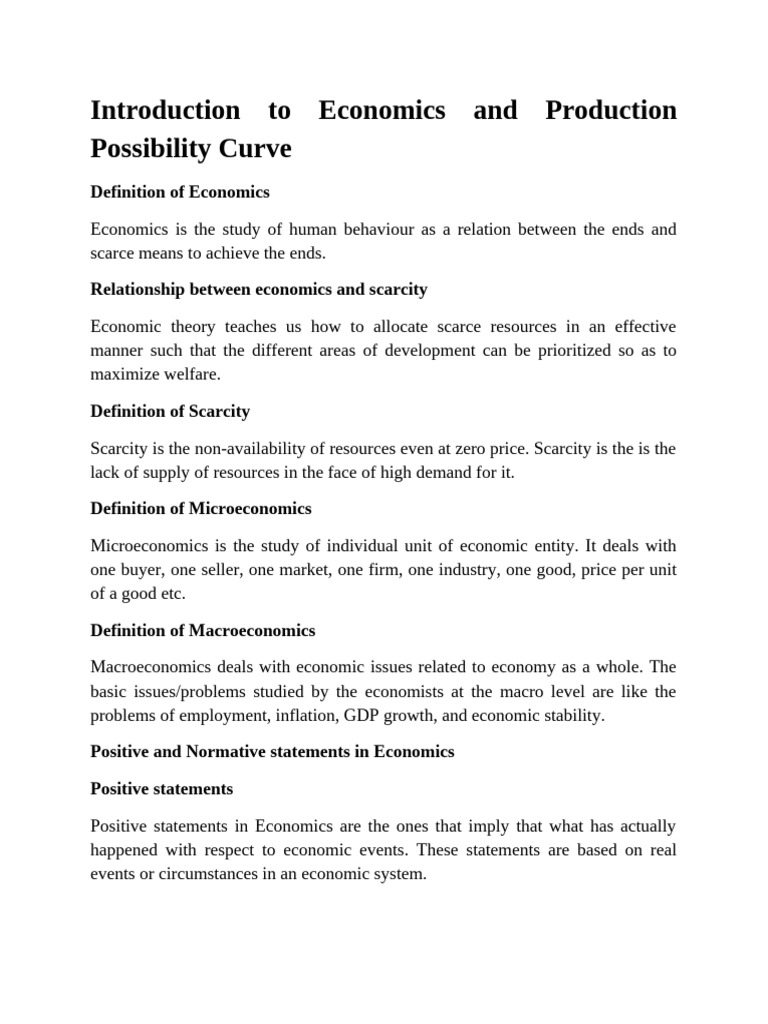 Microeconomics CH 1 Introduction To Economics | PDF | Economics ...