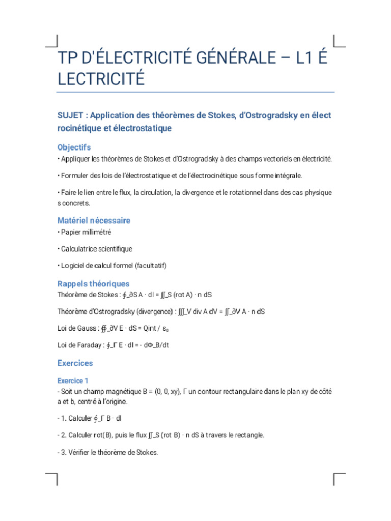 TP Electricite L1 Theoremes Original Conforme Phoenix | PDF
