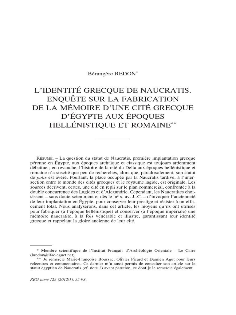 Identité grecque de Naucratis en Égypte | PDF | Grèce ancienne ...