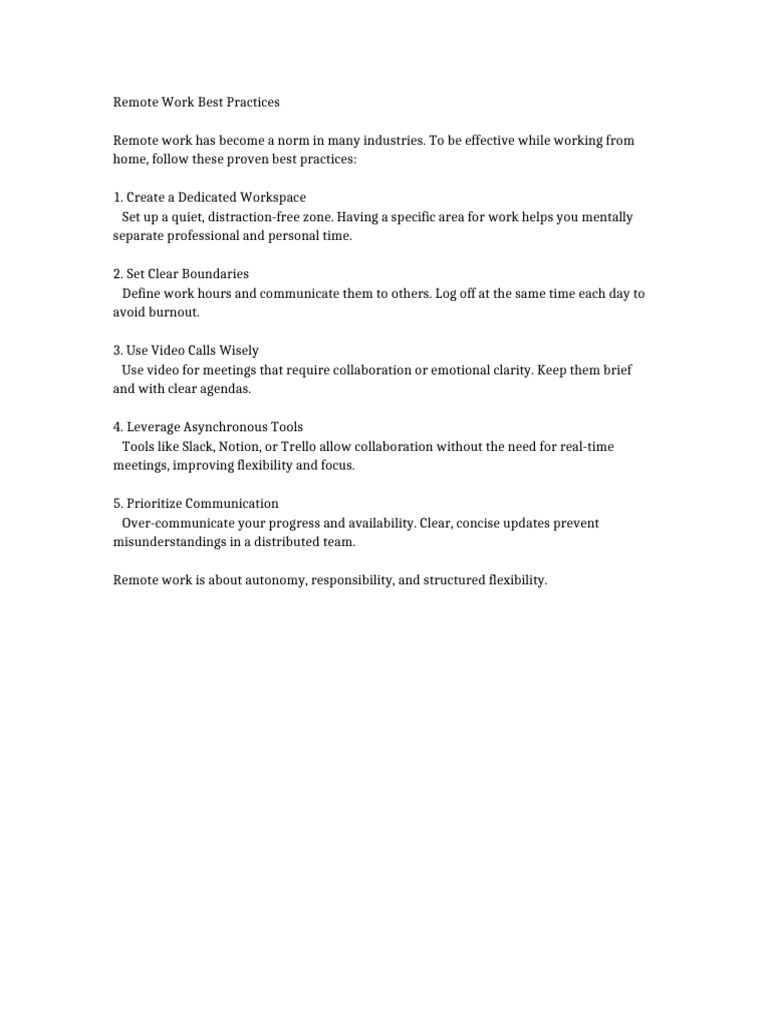 Remote Work Best Practices Guide | PDF