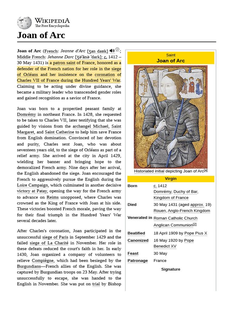 Joan of Arc | PDF | Joan Of Arc | French Monarchy