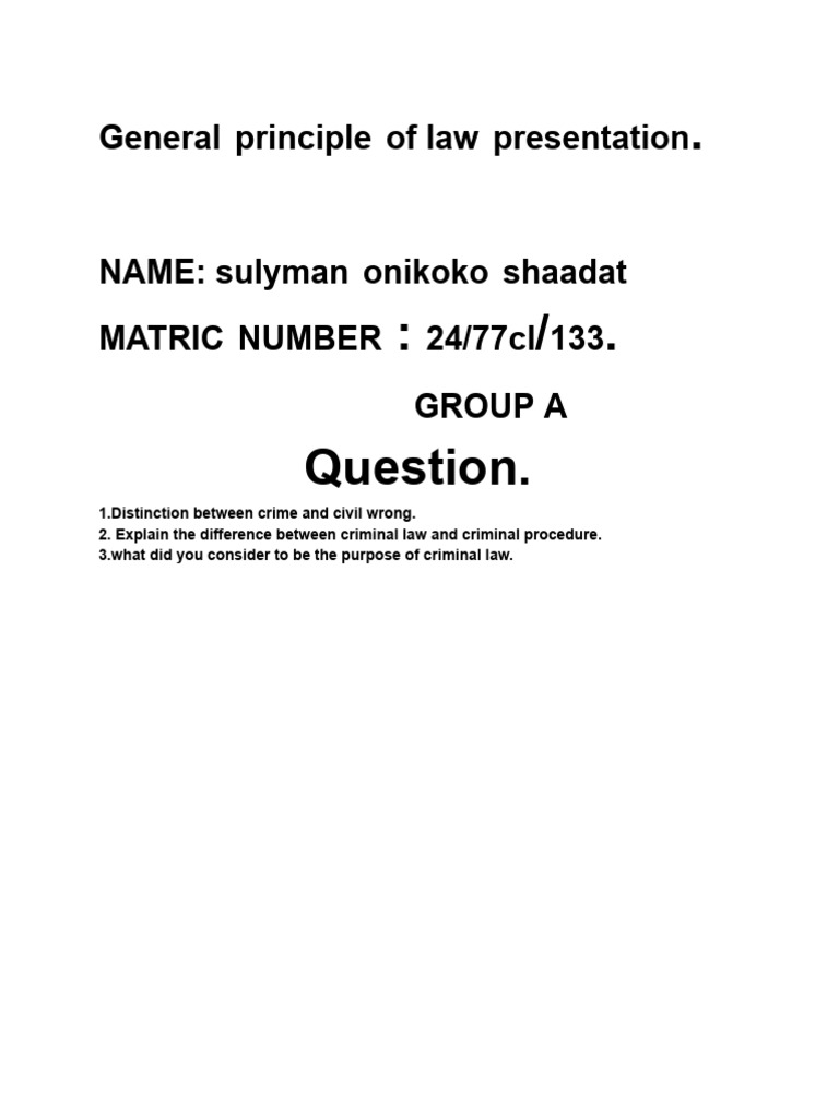 General Principle of Law Presentation | PDF | Tort | Crimes