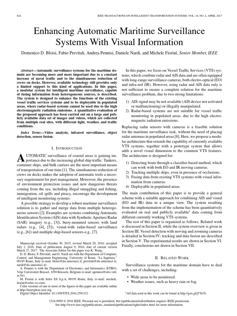Enhancing Automatic Maritime Surveillance Systems With Visual Information | PDF | Cluster ...