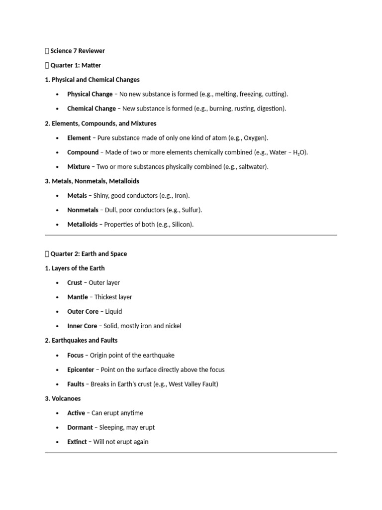 ? Science 7 Reviewer | PDF