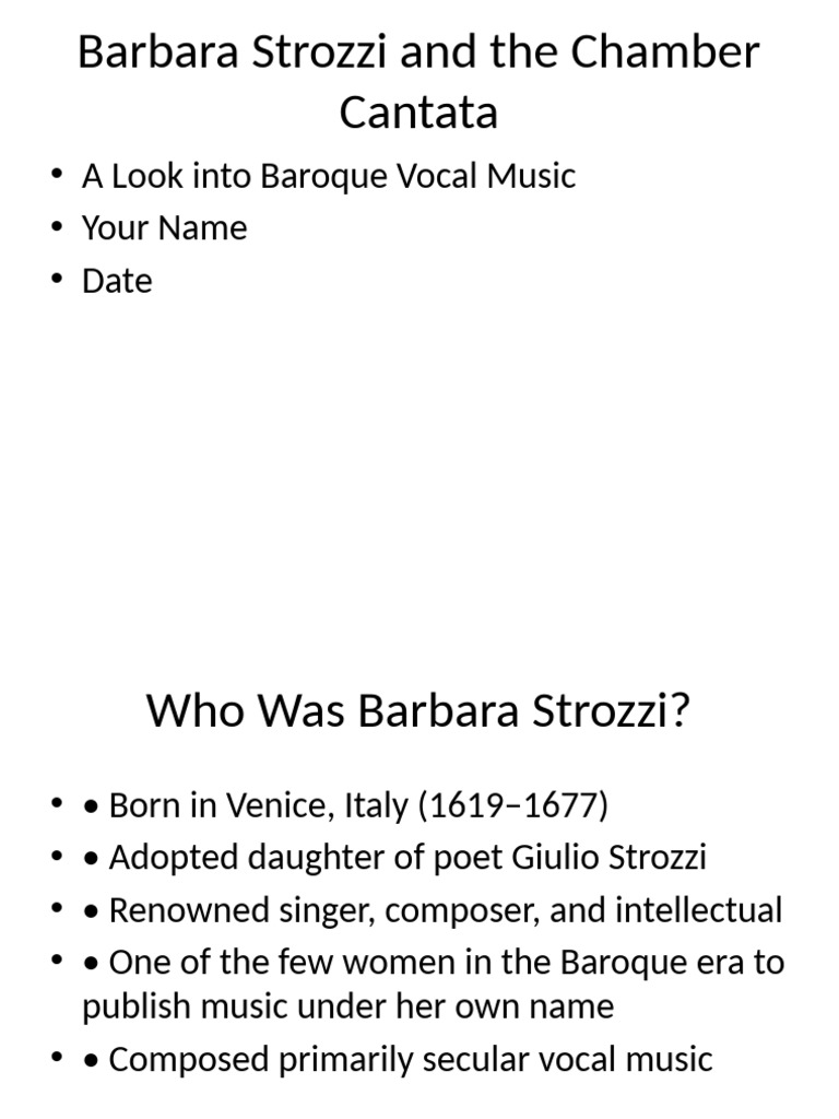 Barbara Strozzi: Pioneer of Chamber Cantatas | PDF