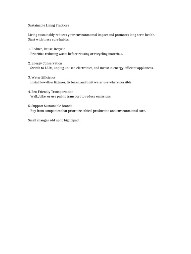 Sustainable Living Practices | PDF