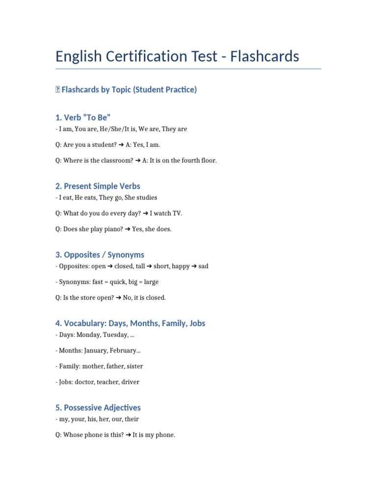 English Flashcards Printable | PDF