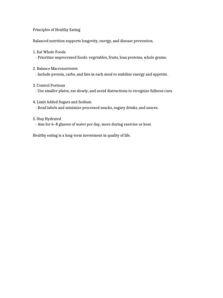 Principles of Healthy Eating | PDF