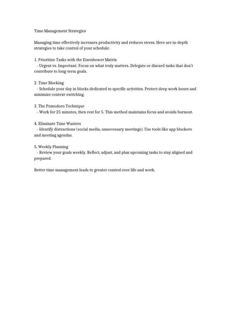 Time Management Strategies | PDF