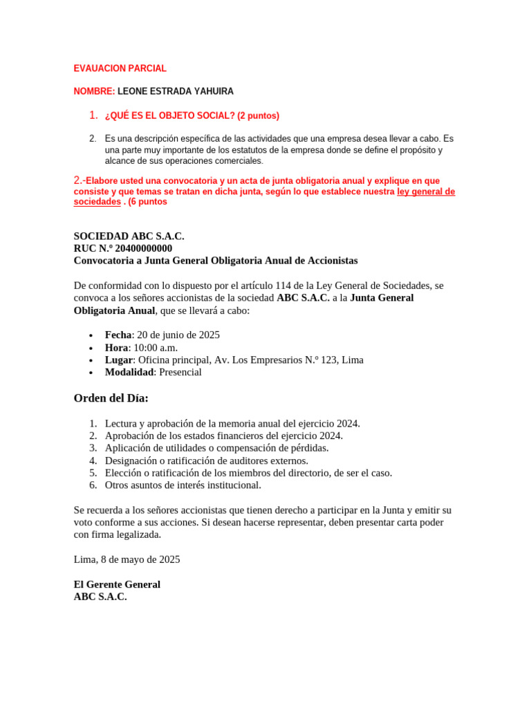 Evauacion Parcial Leonel Estrada Yahuira | PDF | Derecho laboral | Salario