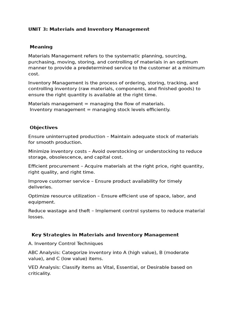 Materials and Inventory Managemen1 | PDF | Inventory | Lean Manufacturing