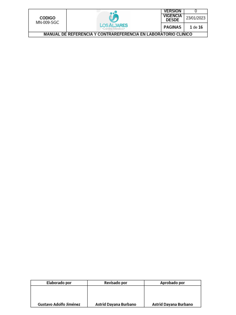 MN-009-SGC Manual Ref y Contra Ref. Lab. Clinico | PDF | Laboratorios