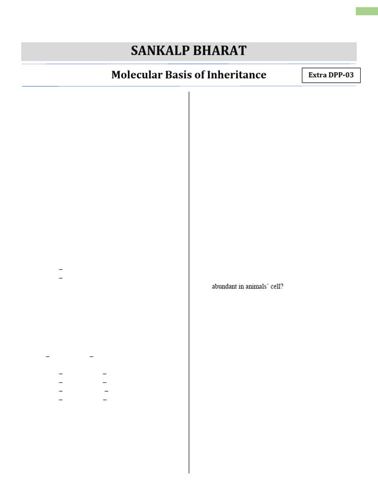 Extra DPP-03_Molecular Basis of Inheritance | PDF | Ribosomal Rna | Rna