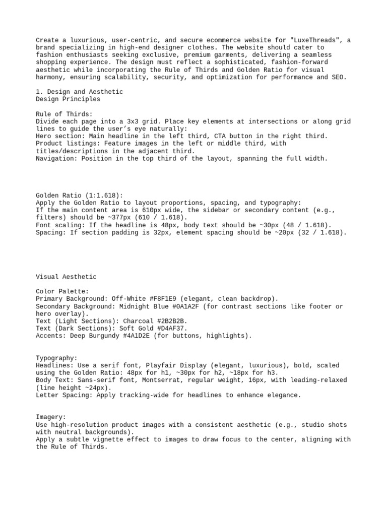 Ecommerce Website Prompt | PDF | Page Layout | Typefaces