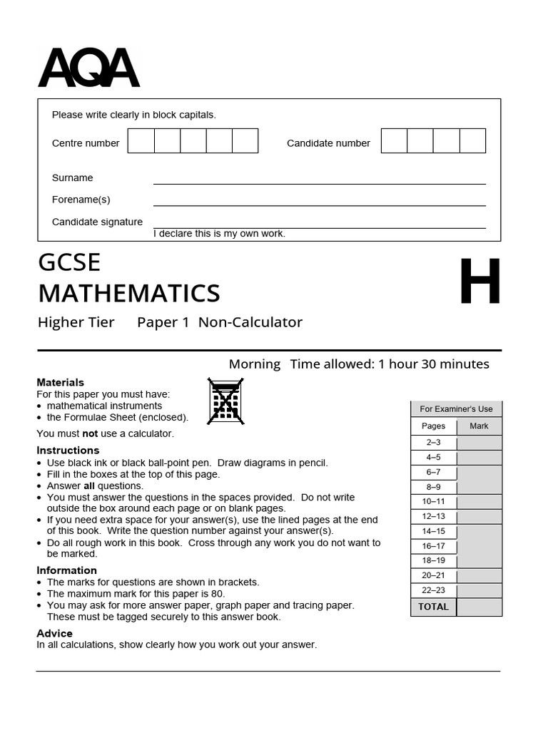 8300 1h Higher Tier Question Paper November 2024 | PDF | Mathematics