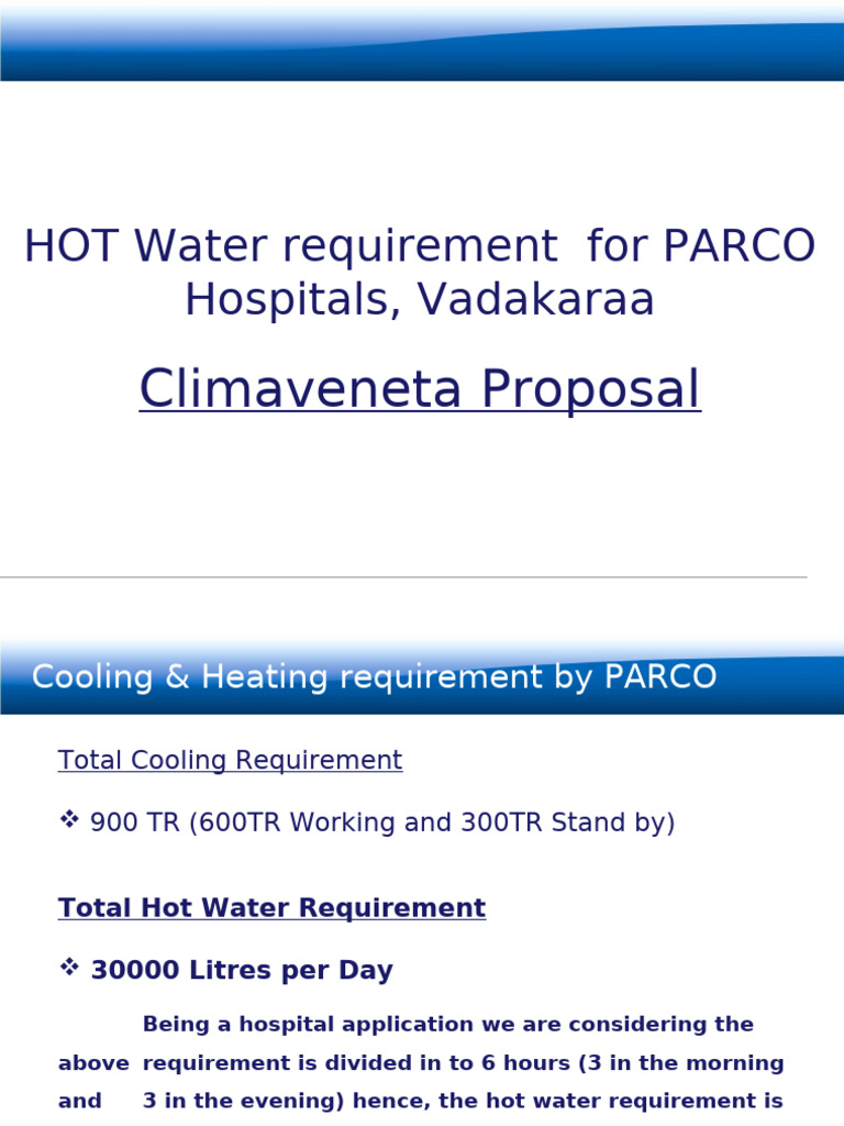 Presentation Parco Hospital Heat Pump | PDF | Water Heating | Air ...