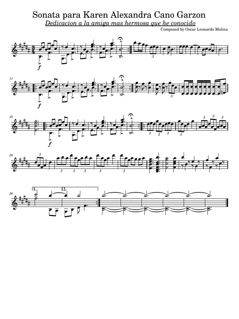 Sonata para Karen Alexandra Cano Garzon | PDF