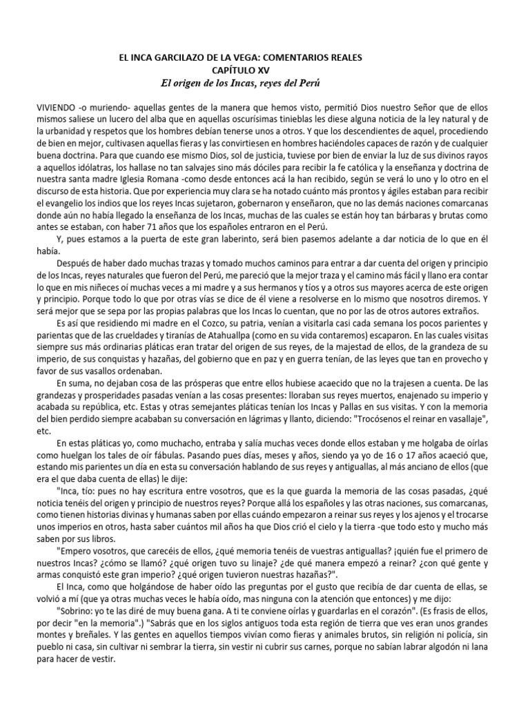 El Inca Garcilazo de La Vega | PDF | Imperio Inca