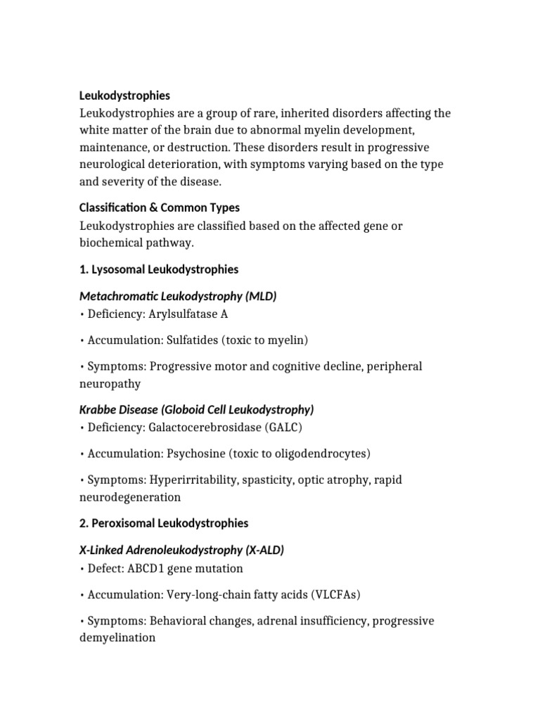 Leukodystrophies | PDF