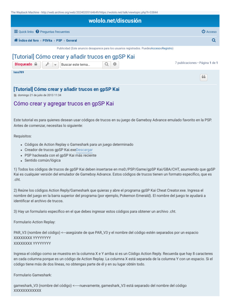 (Tutorial) Cómo Crear Trucos para GBA... | PDF | Hacer trampa en videojuegos | Juegos de consolas