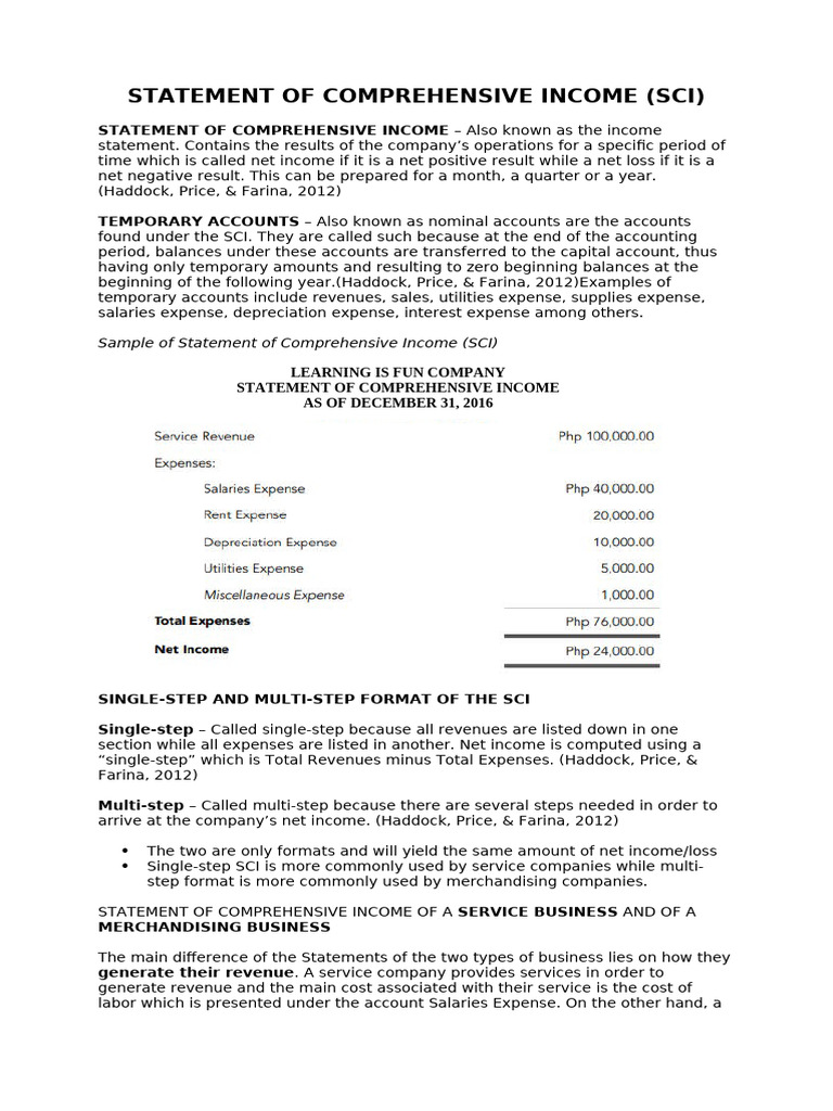 M2 Statement of Comprehensive Income | PDF | Income Statement | Revenue