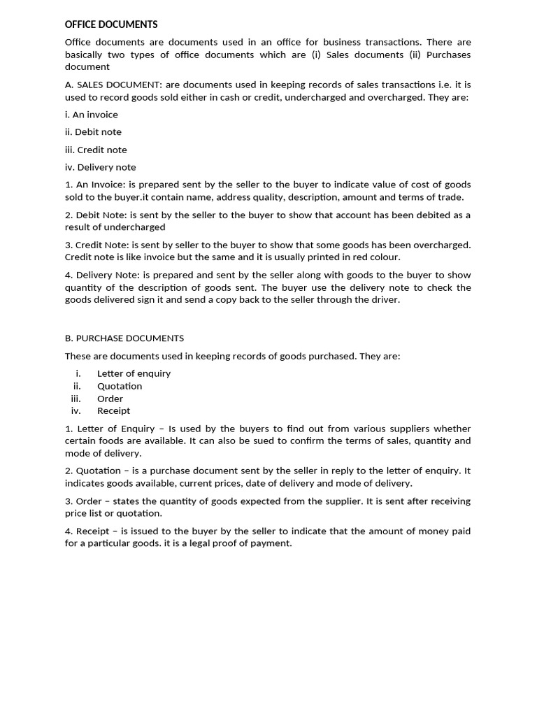 Types of Office Documents Explained | PDF