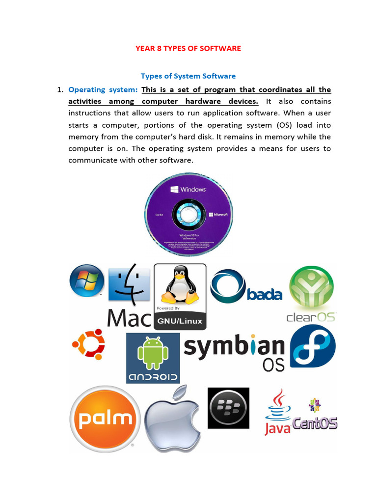 Year 8 Types of Software (II) | PDF | Operating System | Device Driver