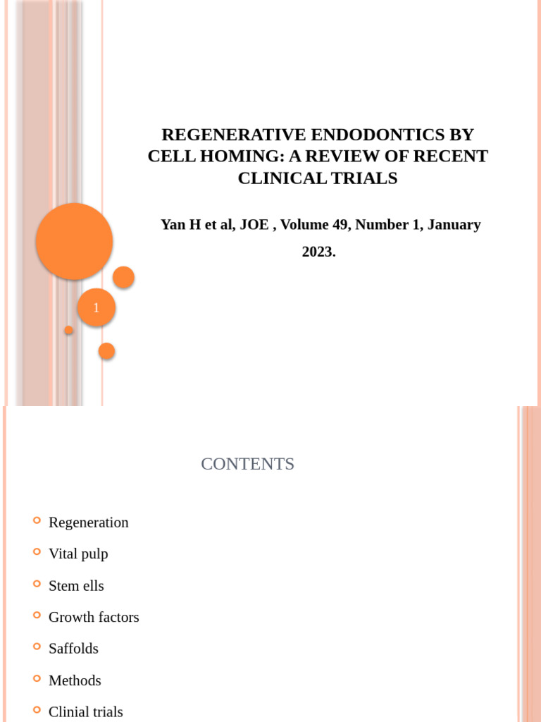 Regenerative Endodontics by Cell Homing | PDF | Wound Healing | Tissue Engineering