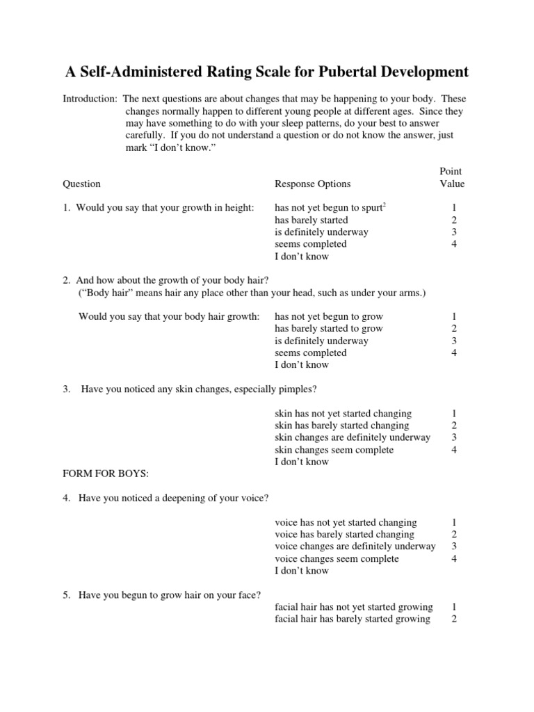 Puberty Scale | PDF