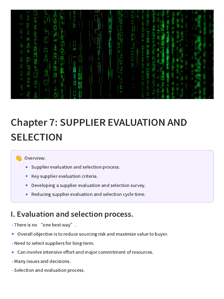 Supplier Evaluation and Selection Guide | PDF | Supply Chain | Procurement
