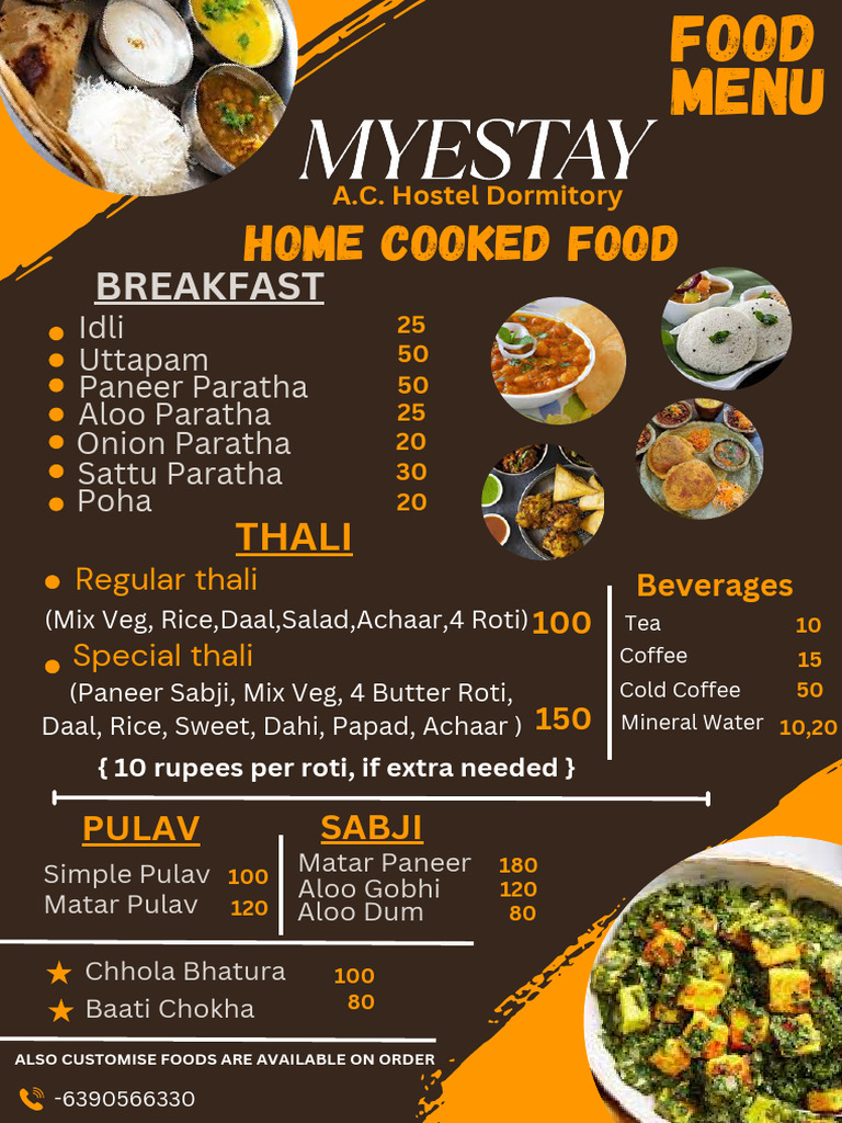 Hostel Food Menu and Prices | PDF