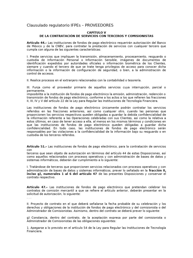 Clausulado Regulatorio IFPEs | PDF | Información | Seguridad de información